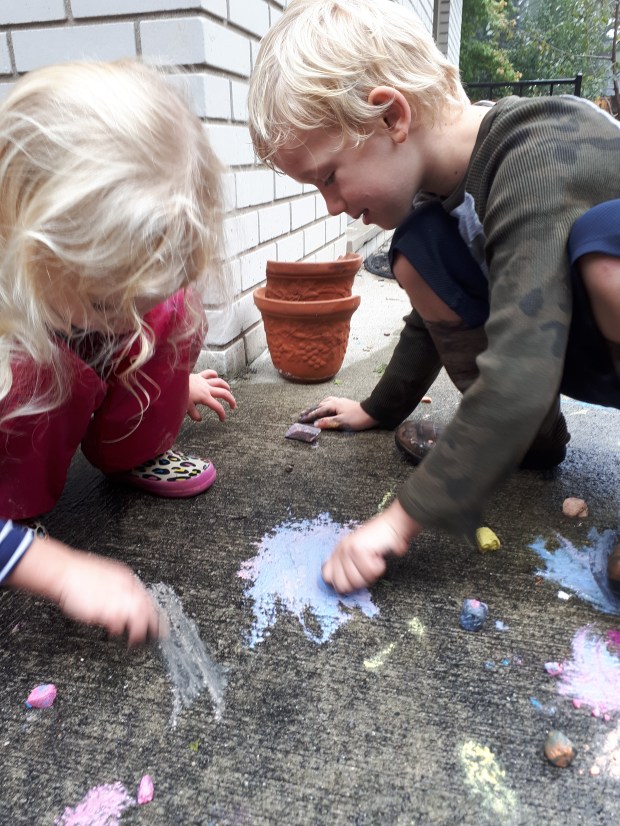 Rainy Day Sidewalk Chalk – But First We Craft