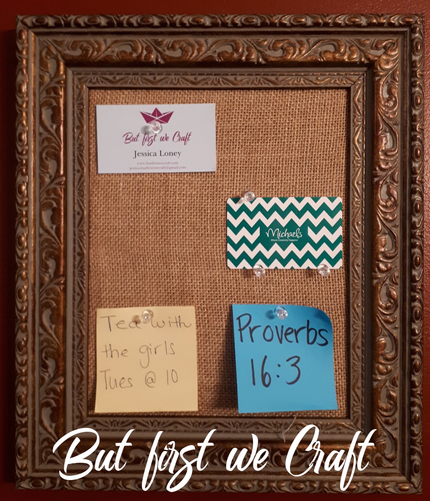 DIY Corkless Bulletin Board – But First We Craft